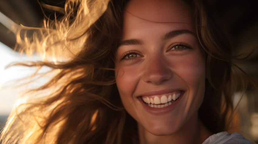 Close up of womans smiling face | Imaginebuddy