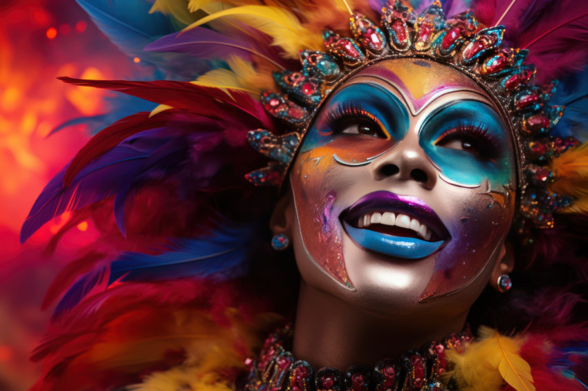Colorful carnival mystique woman amidst vibrant smoke, carnival ...