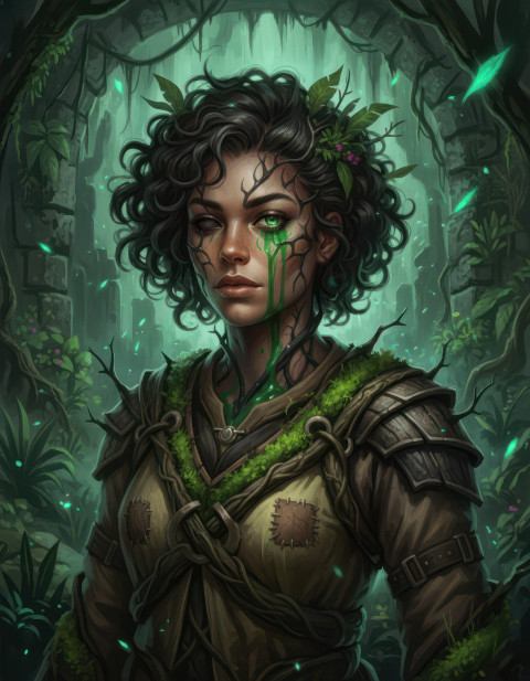 Verdant Curse Alchemist in Overgrown Ruins Fantasy Portrait Google ...