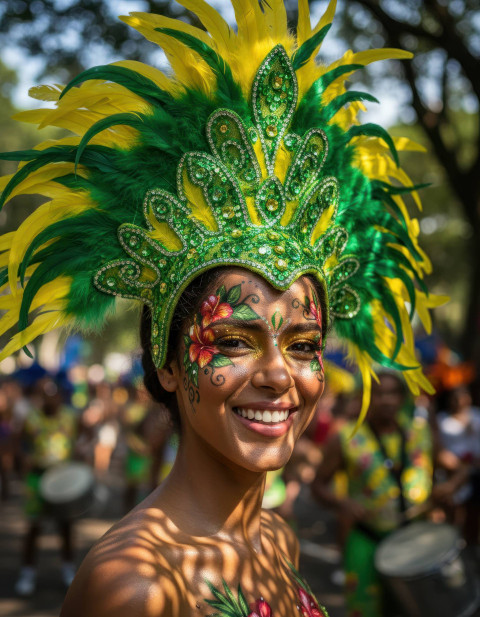 High Octane Brazilian Carnival Woman in Green Feather Headdress Google ...