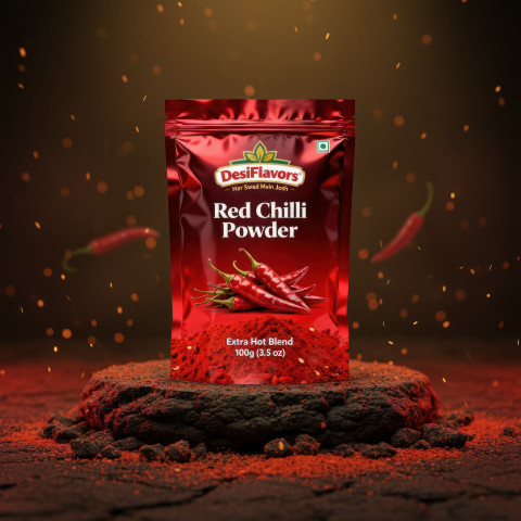 Hot and bold red chilli powder product ads shoot prompt for Google ...