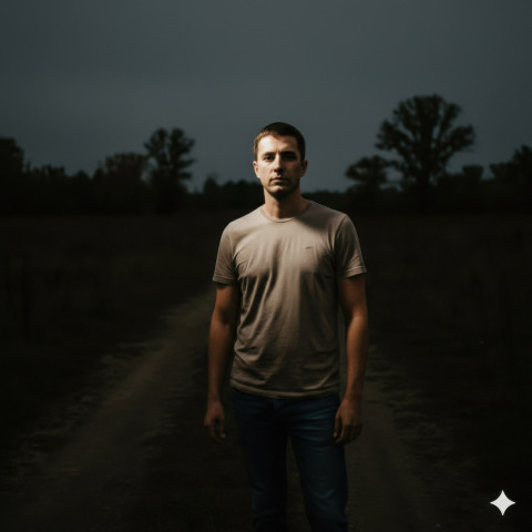 Moody Cinematic Portrait With Diagonal Studio Lighting And Shadows ...