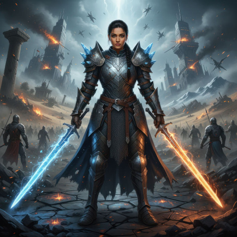 Cinematic Time Knight in Fractured Battlefield Google Gemini Prompt ...